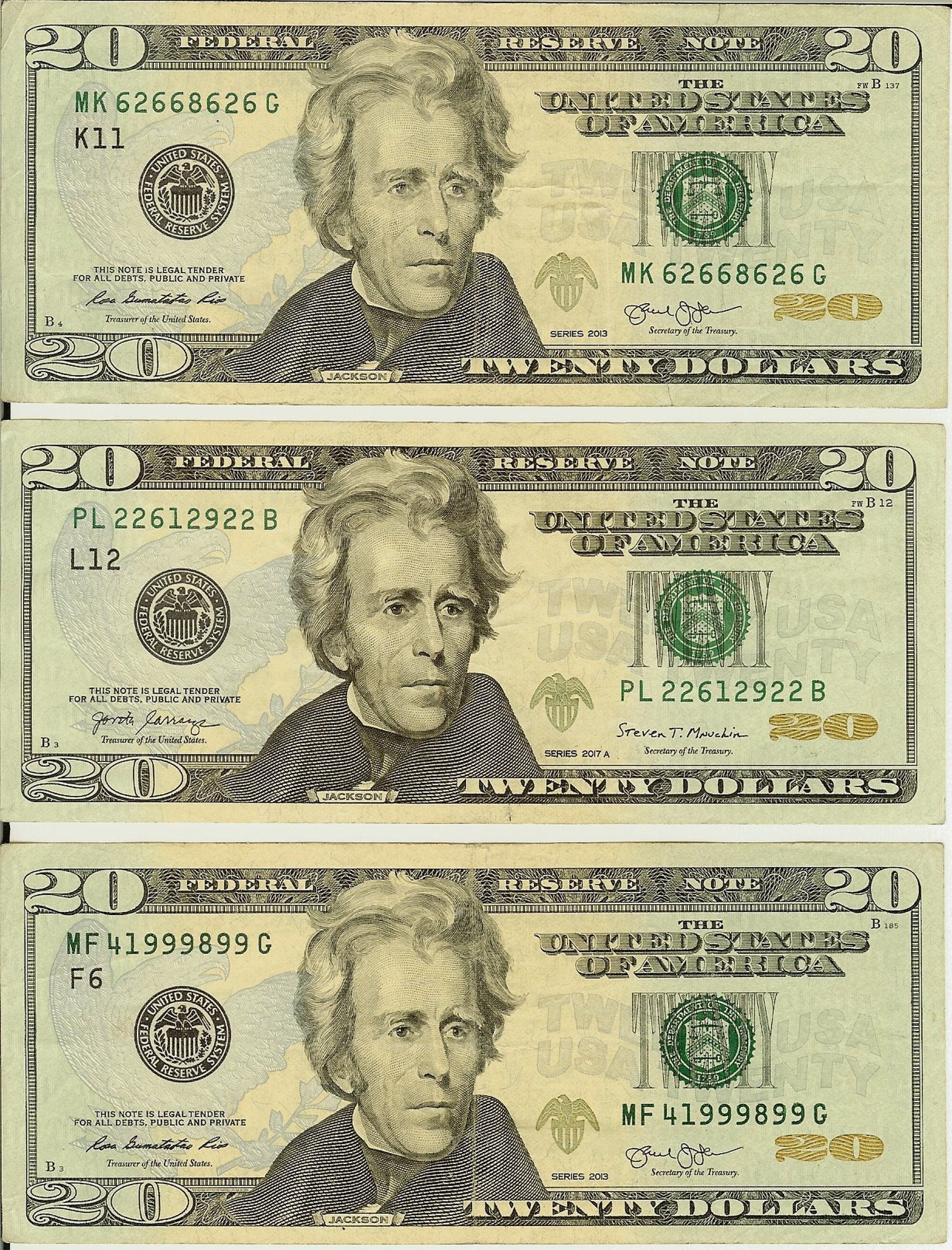 20 Dollar Bill Front