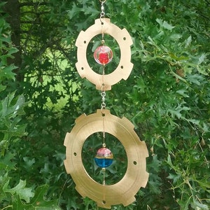 A Bright and Colorful 5 Tier Copper Wind Spinner With Handmade Blue ...