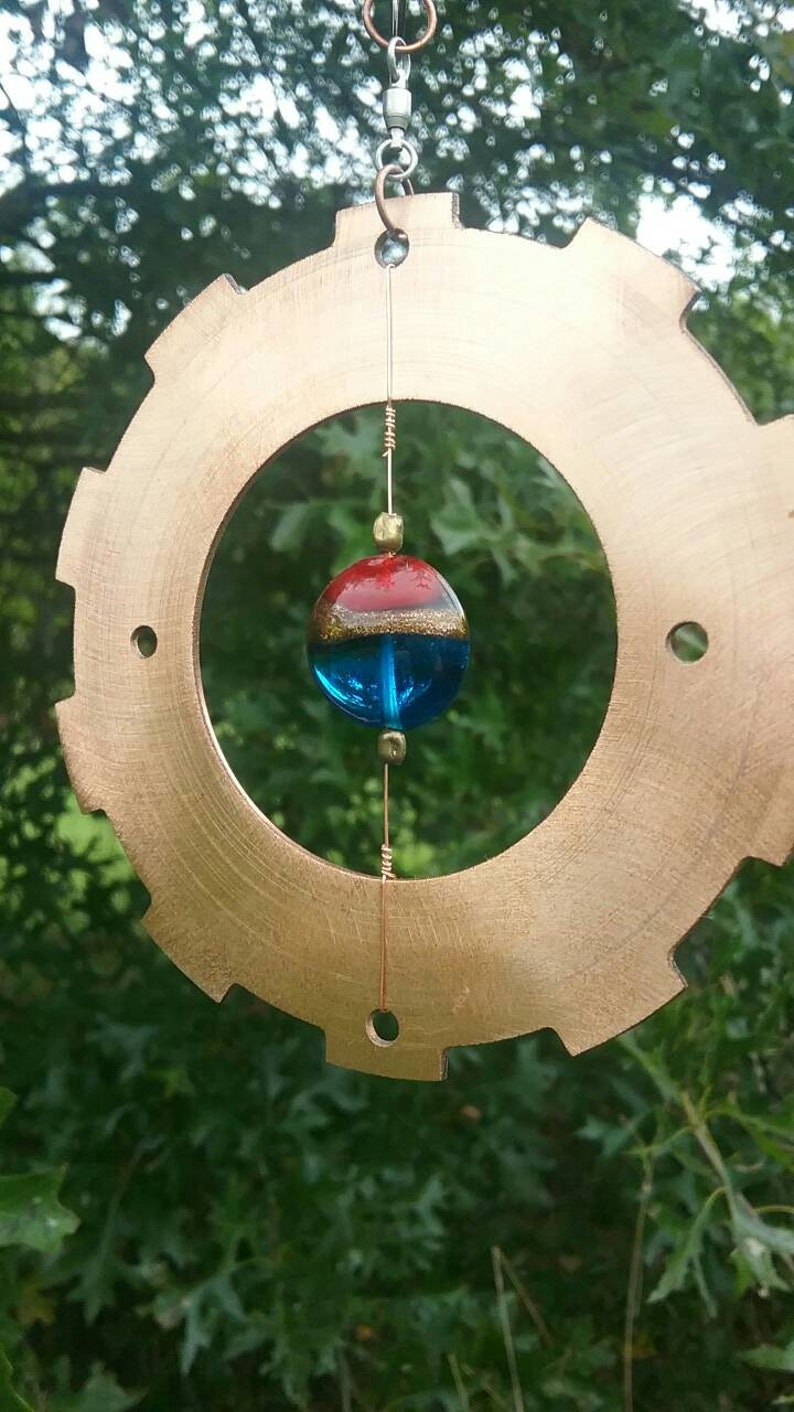 A Bright and Colorful 5 Tier Copper Wind Spinner With Handmade Blue ...