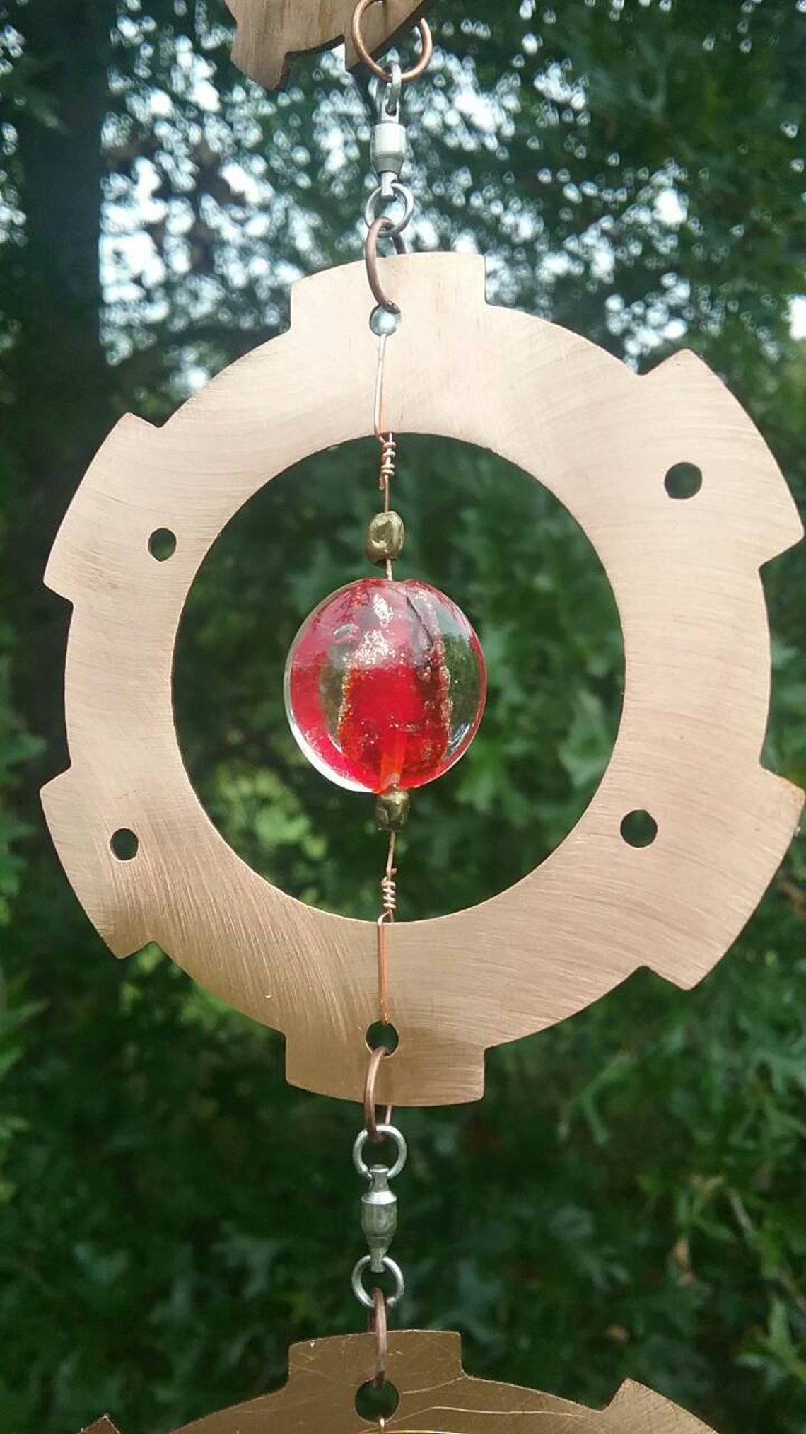 A Bright and Colorful 5 Tier Copper Wind Spinner With Handmade Blue ...