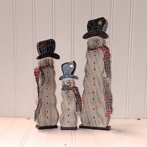 Snowmen, Snowman Trio, Wood Snowman Trio, Primitive Snowman, Distressed ...