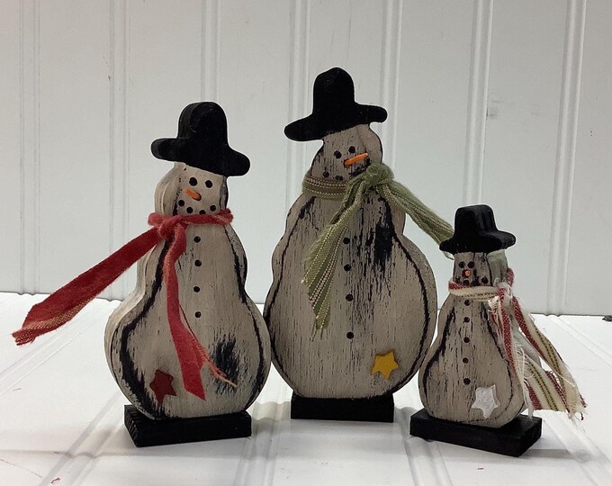 Rustic Block Snowman - Etsy