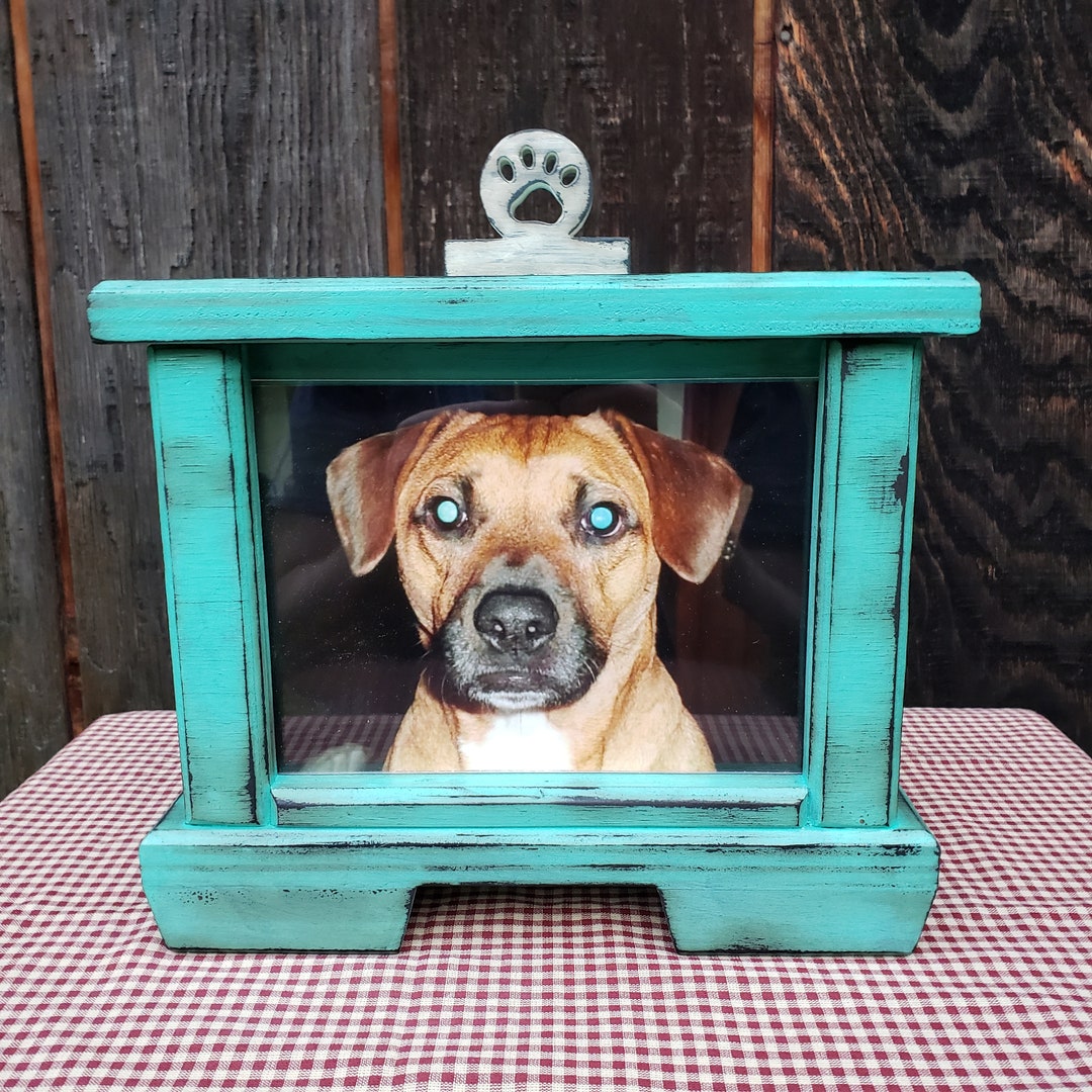 Primitive Personalized Pet Urn, Custom Pet Urn,One of a kind,Aged Teal ...