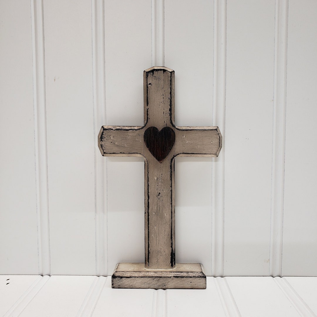 Wood Cross, Small Tabletop Cross, Distressed Cross, Standing Cross on ...