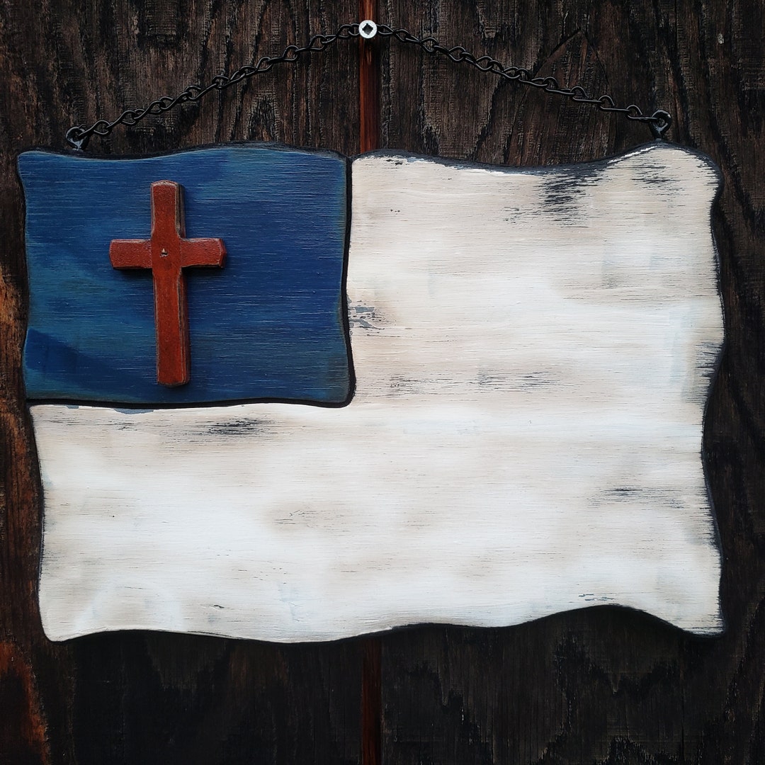 Christian Flag, Wood Cross, Wood Flag, Original Design, Vintage Look ...
