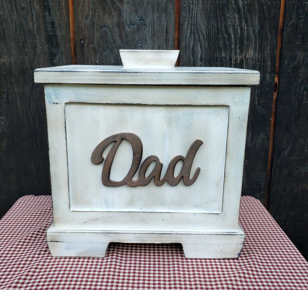 Handmade Dad Cremation Urn: Rustic Aged White Wood, Free Ground ...