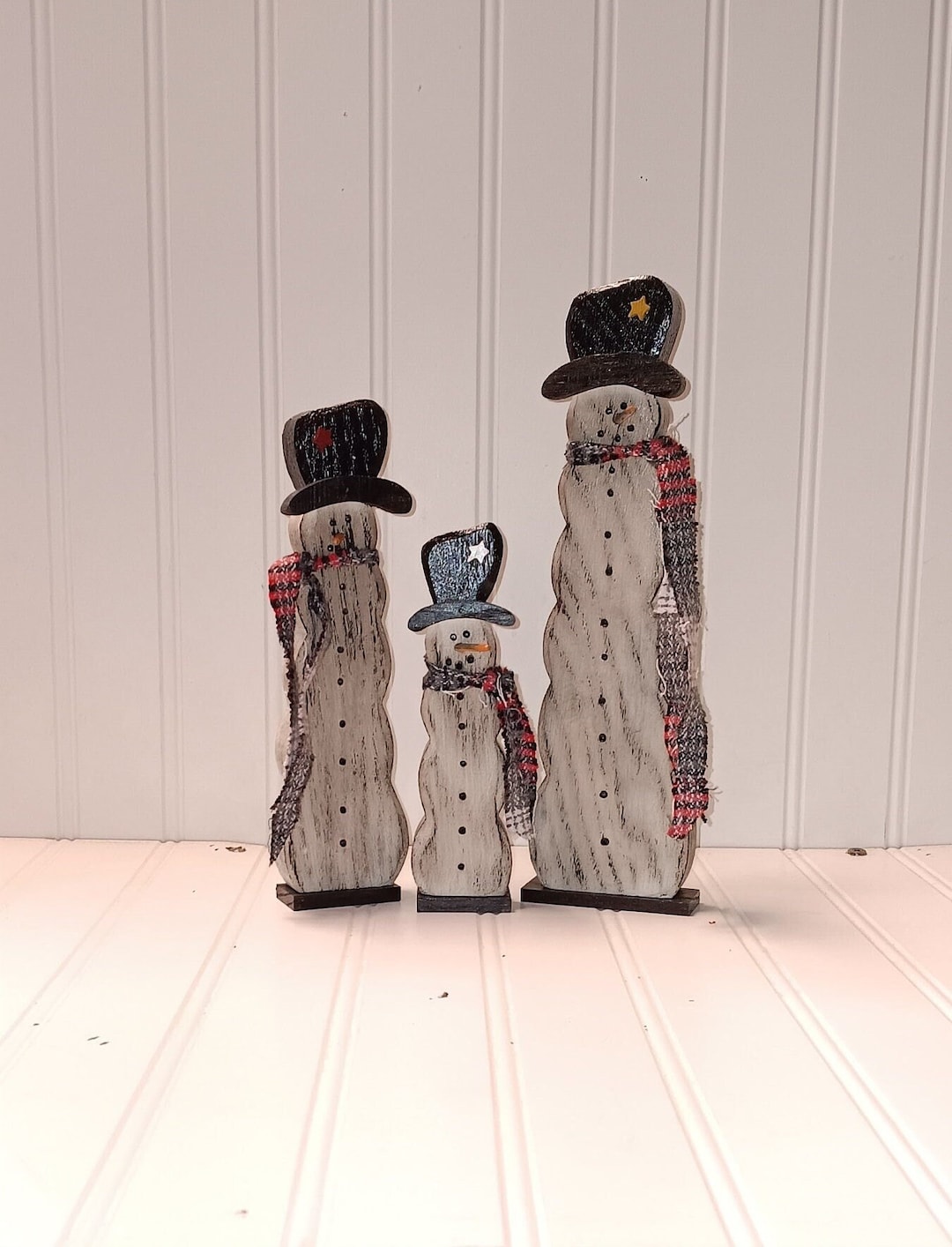 Snowmen, Snowman Trio, Wood Snowman Trio, Primitive Snowman, Distressed ...