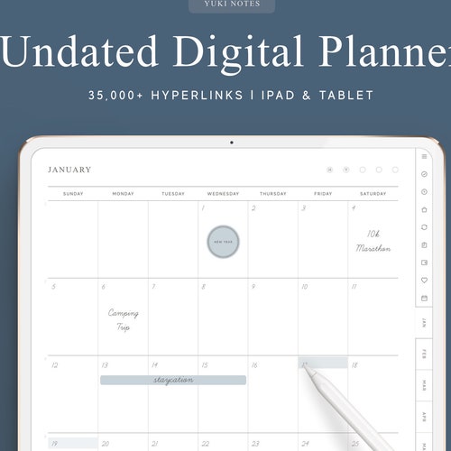 Undated Digital Planner Goodnotes Template Hyperlink Tabs - Etsy