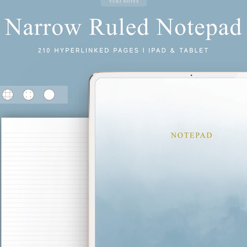 Narrow Ruled Notepad Digital Notebook Goodnotes Template | Etsy