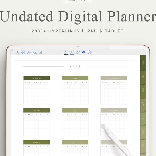 Undated Digital Planner Goodnotes Template Hyperlink Tabs - Etsy