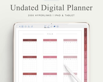 Undated Digital Planner Goodnotes Template Hyperlink Tabs Digital ...