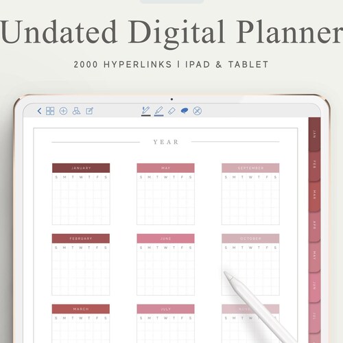 Undated Digital Planner Goodnotes Template Hyperlink Tabs - Etsy