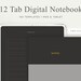 12 Tab Dark Digital Notebook Wide Ruled Goodnotes Template Hyperlink ...