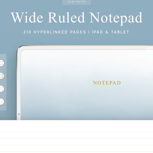 12 Tab Dark Digital Notebook Wide Ruled Goodnotes Template Hyperlink ...