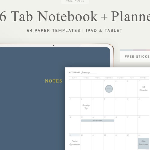 12 Tab Digital Notebook Hyperlinked PDF Lined Grid Dotted - Etsy