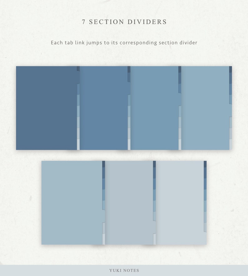 7 Tab Digital Notebook, Hyperlinked PDF, Lined, Grid, Dotted, Blank ...