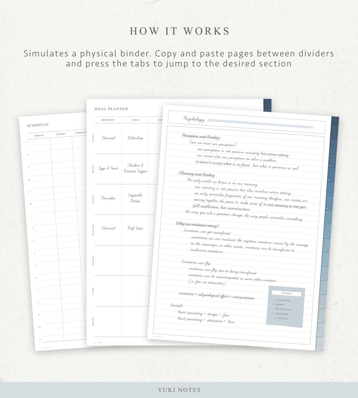 16 Tab Digital Notebook Hyperlinked PDF Lined Grid Dotted | Etsy