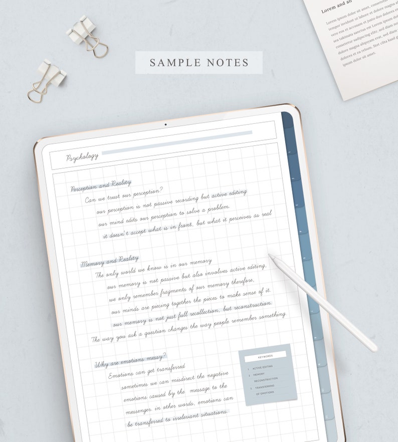 12 Tab Digital Notebook, Hyperlinked PDF, Lined, Grid, Dotted, Blank ...