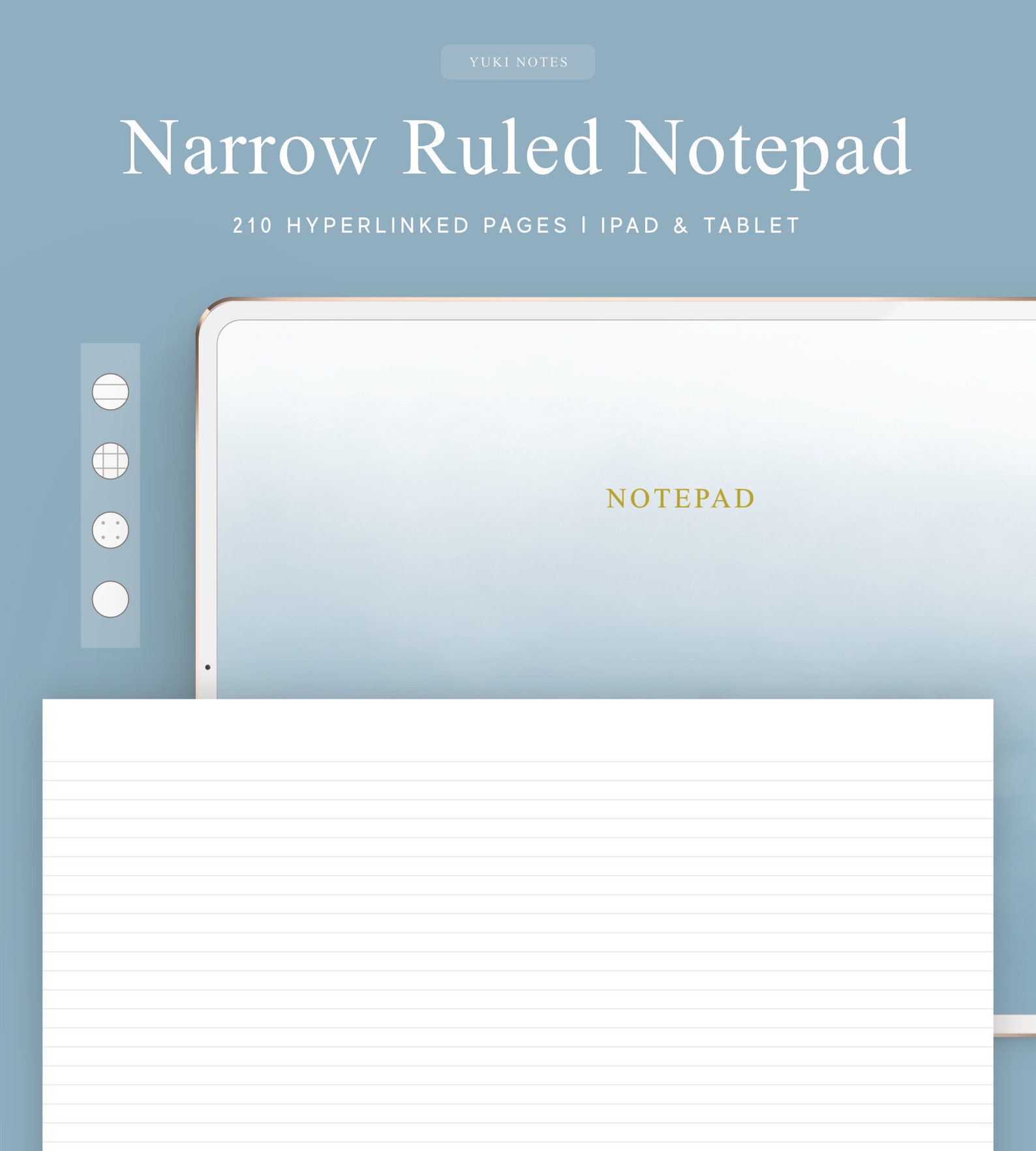 Narrow Ruled Notepad | Digital Notebook | Goodnotes Template ...