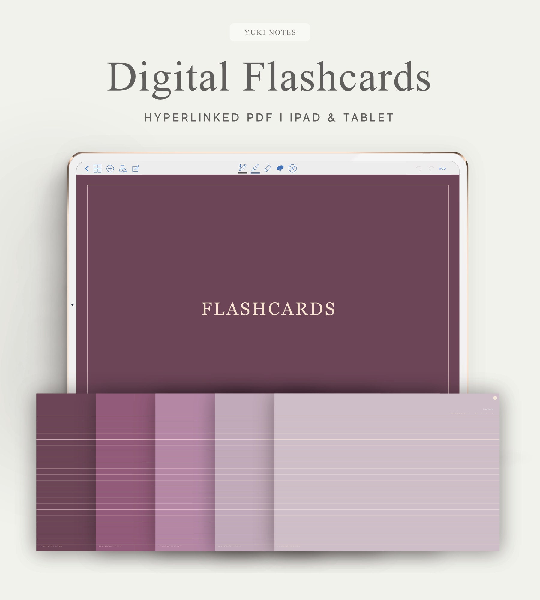 125 Digital Flashcards, Hyperlinked PDF, Lined, Grid, Dotted, Blank ...