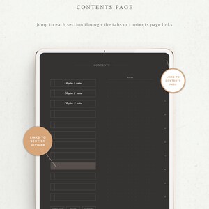12 Tab Dark Digital Notebook Wide Ruled Goodnotes Template Hyperlink ...