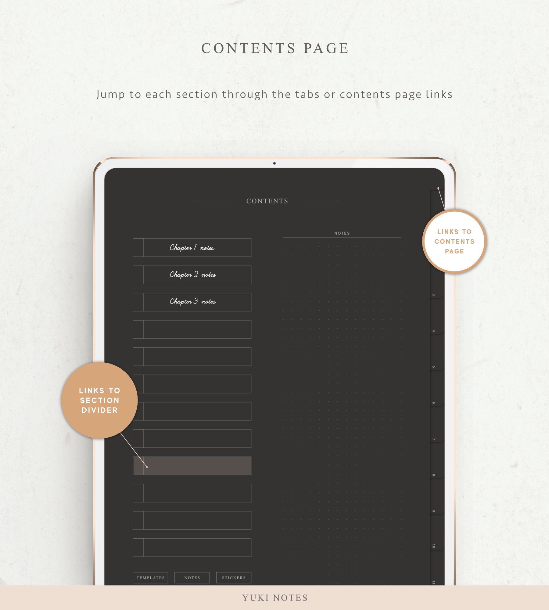 12 Tab Dark Digital Notebook Wide Ruled Goodnotes Template - Etsy