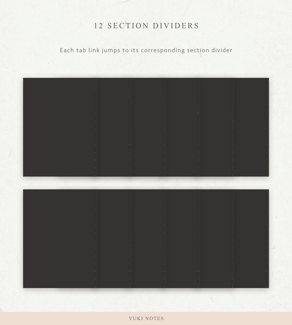 12 Tab Dark Digital Notebook Wide Ruled Goodnotes Template | Etsy