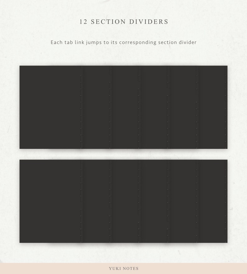 12 Tab Dark Digital Notebook Wide Ruled Goodnotes Template | Etsy