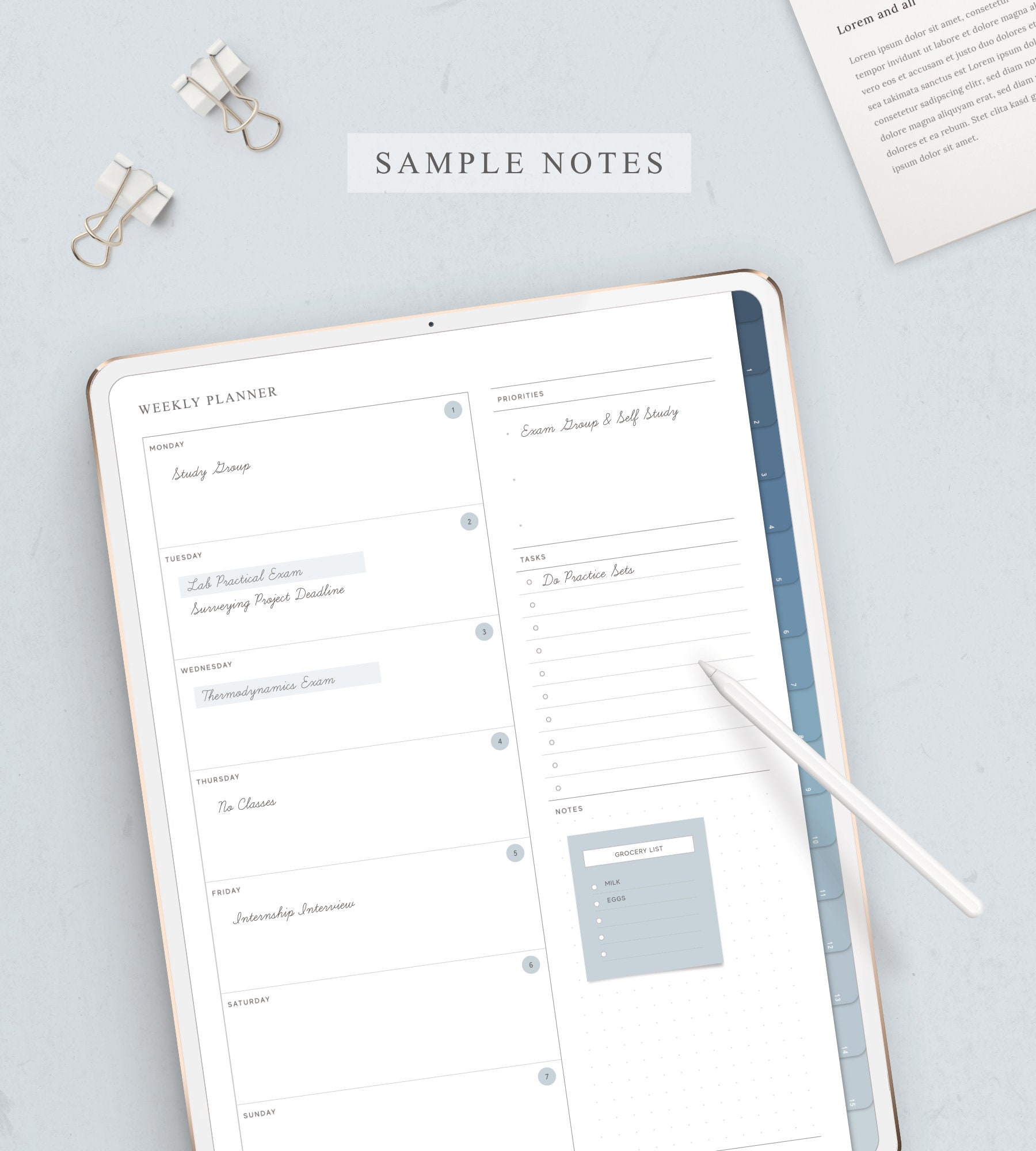 16 Tab Digital Notebook Hyperlinked PDF Lined Grid Dotted - Etsy