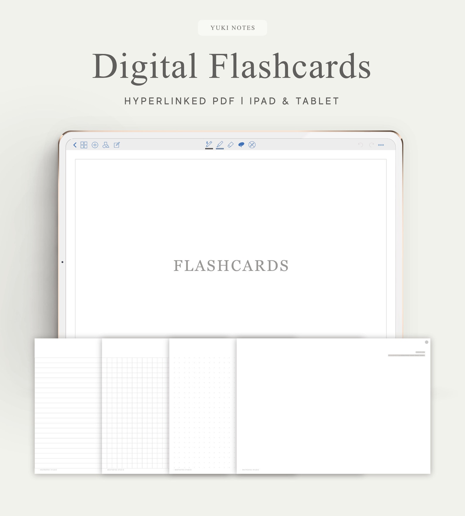 125 Digital Flashcards, Hyperlinked PDF, Lined, Grid, Dotted, Blank ...