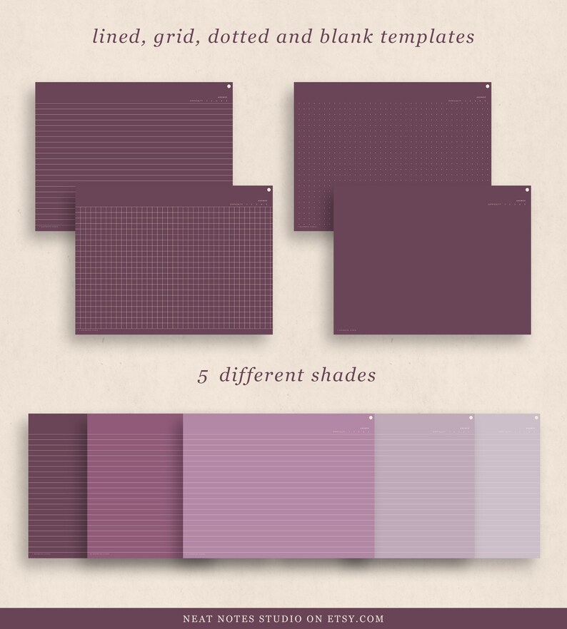 125 Digital Flashcards, Hyperlinked PDF, Lined, Grid, Dotted, Blank ...