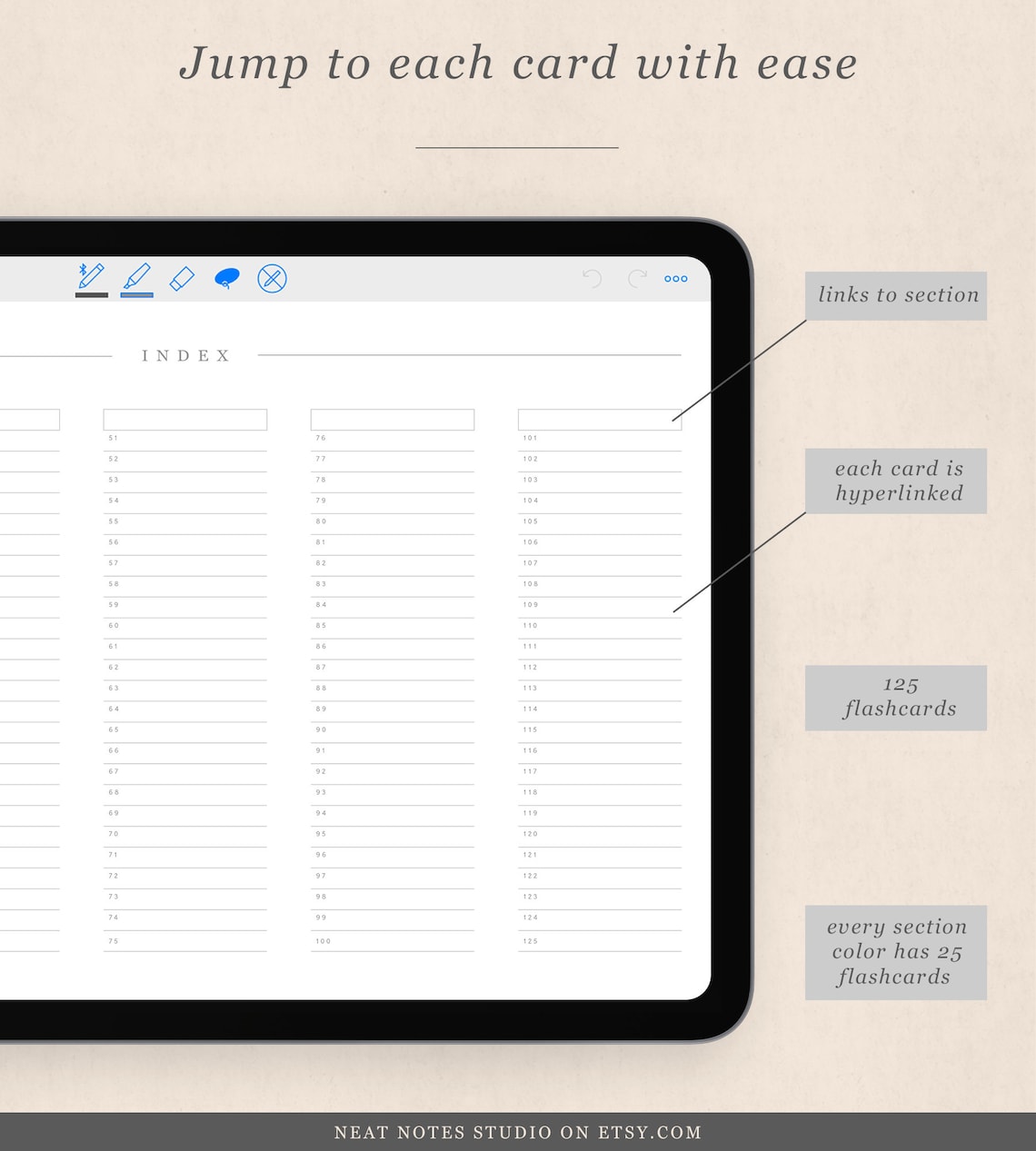 125 Digital Flashcards, Hyperlinked PDF, Lined, Grid, Dotted, Blank ...