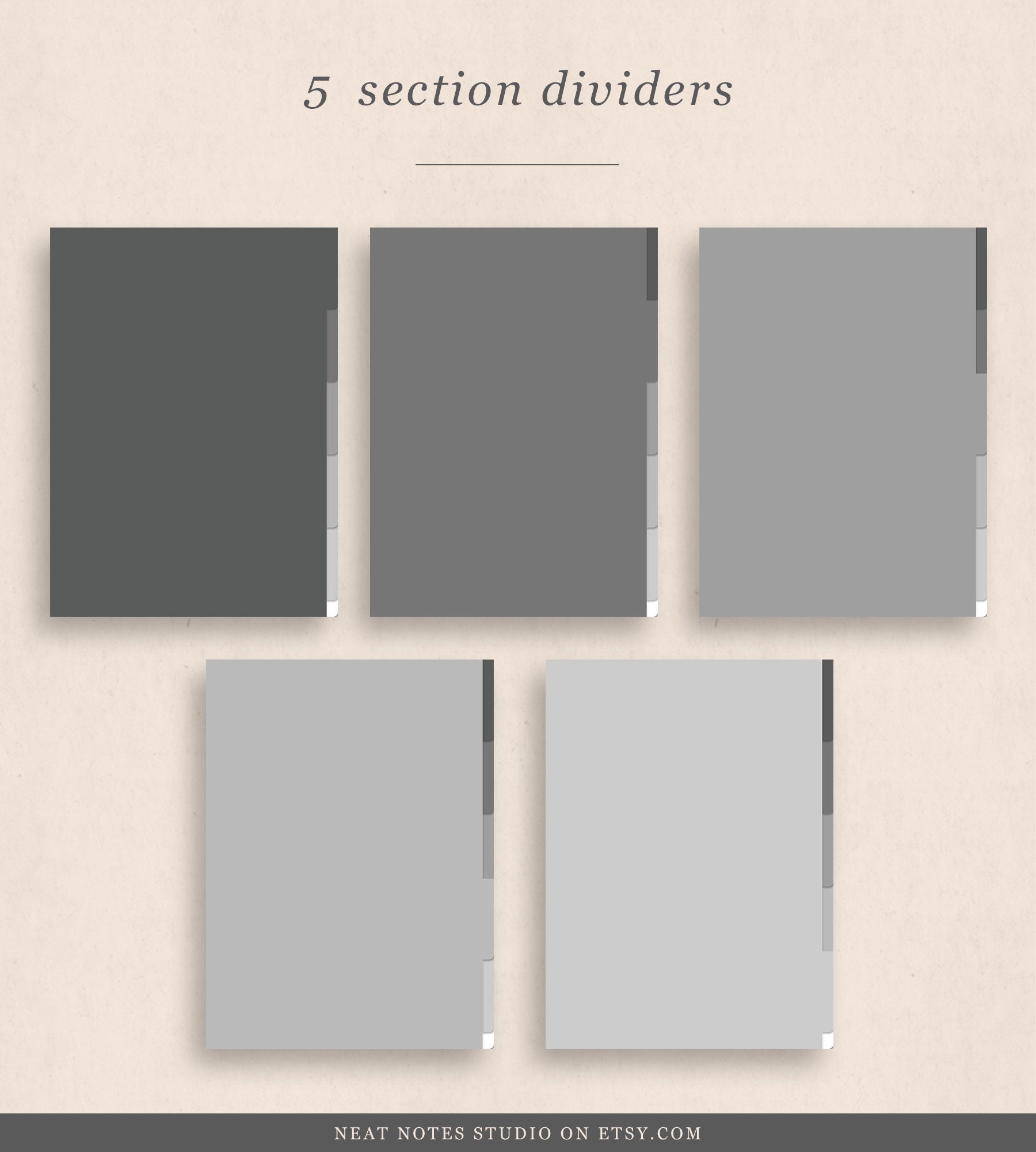 5 Tab Digital Notebook Hyperlinked PDF Lined Grid Dotted - Etsy