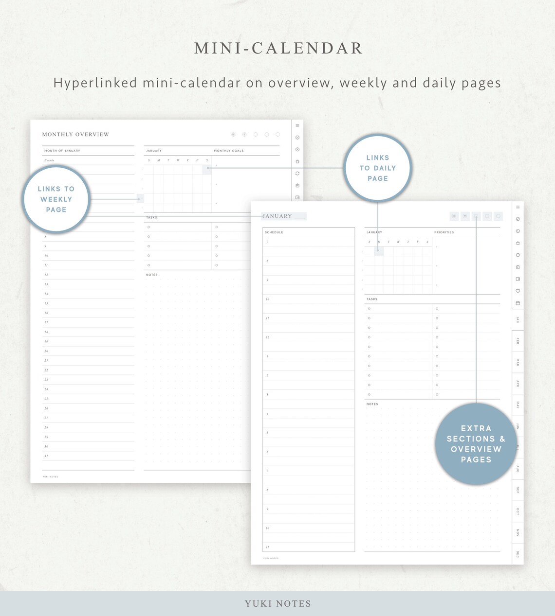 Undated Digital Planner Goodnotes Template Hyperlink Tabs - Etsy