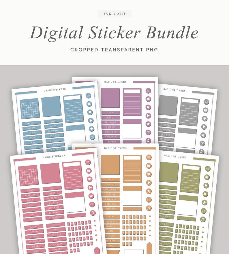 Digital Stickers, Transparent PNG, Pre-cropped, Sticky Notes, Labels ...
