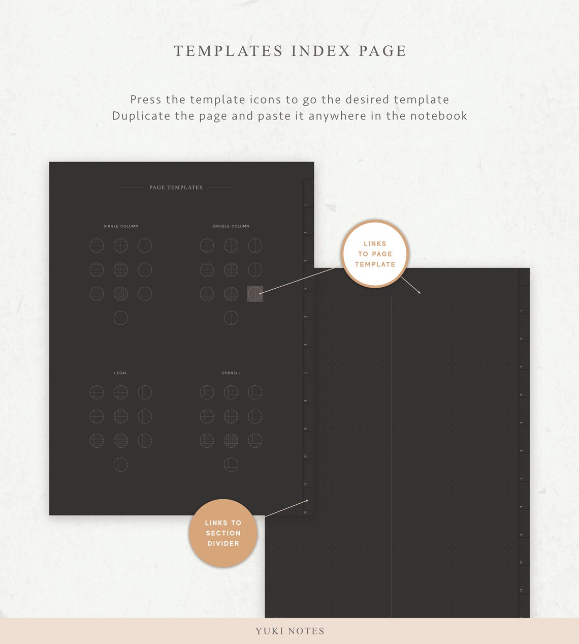 12 Tab Dark Digital Notebook Wide Ruled Goodnotes Template | Etsy