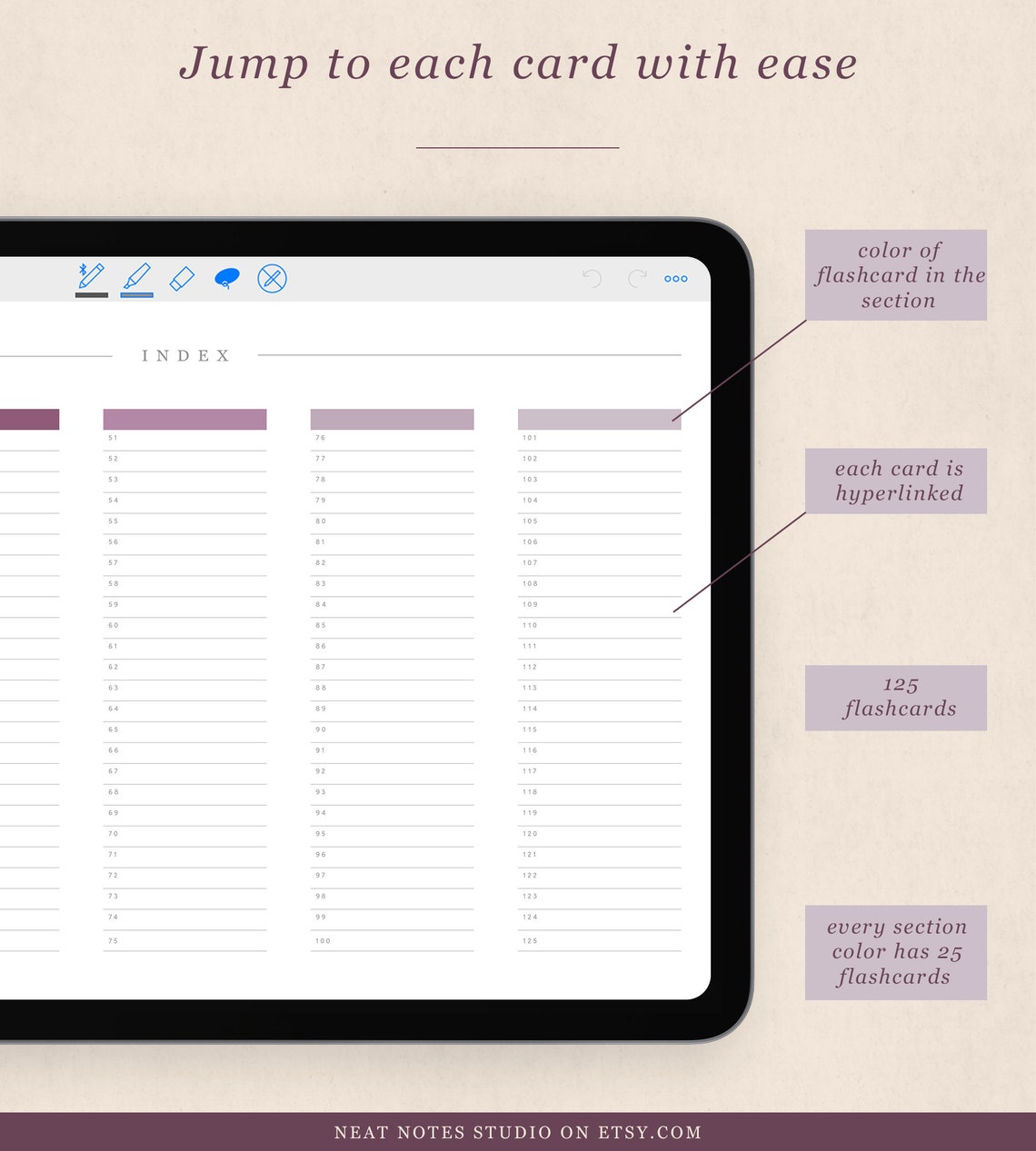 125 Digital Flashcards, Hyperlinked PDF, Lined, Grid, Dotted, Blank ...