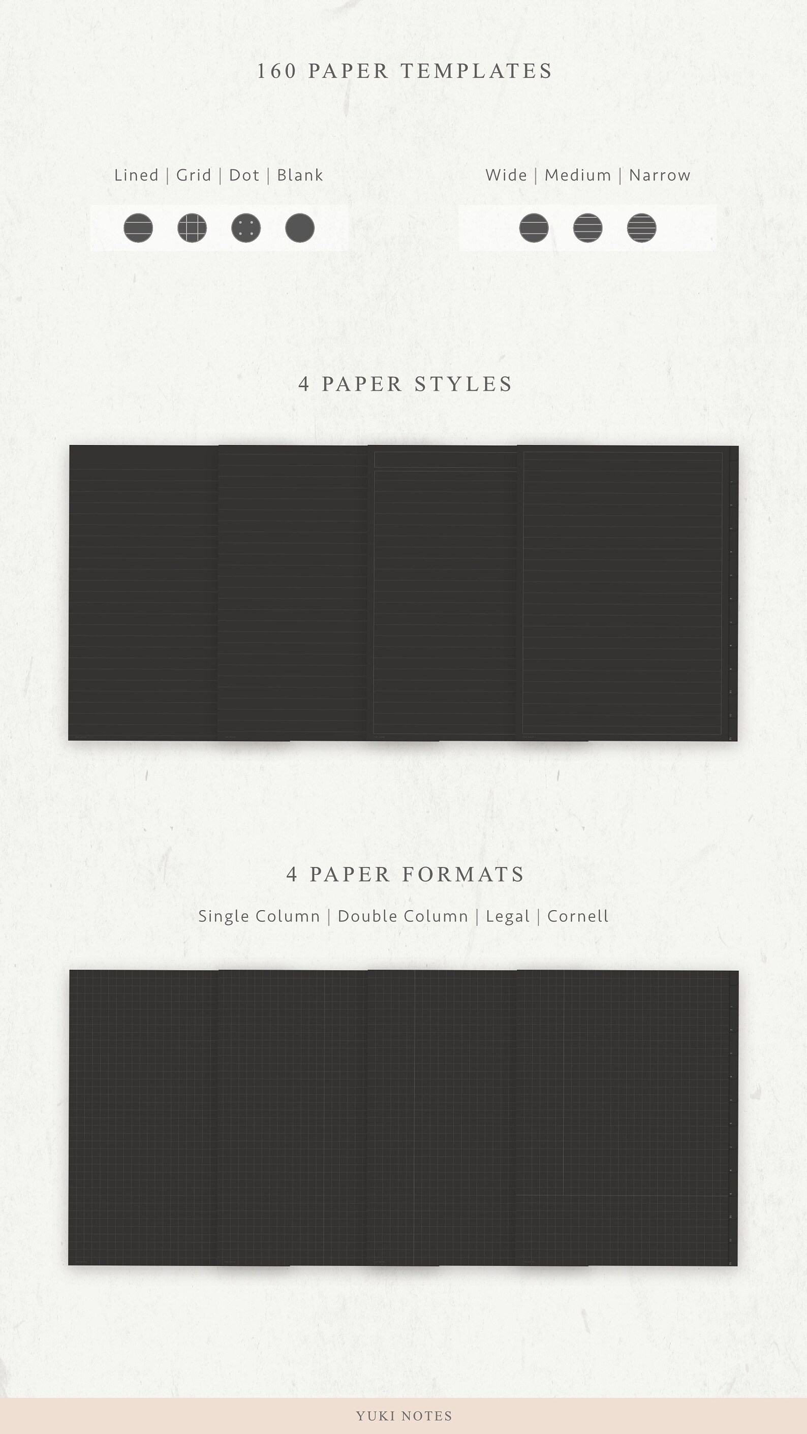 12 Tab Dark Digital Notebook Wide Ruled Goodnotes Template | Etsy
