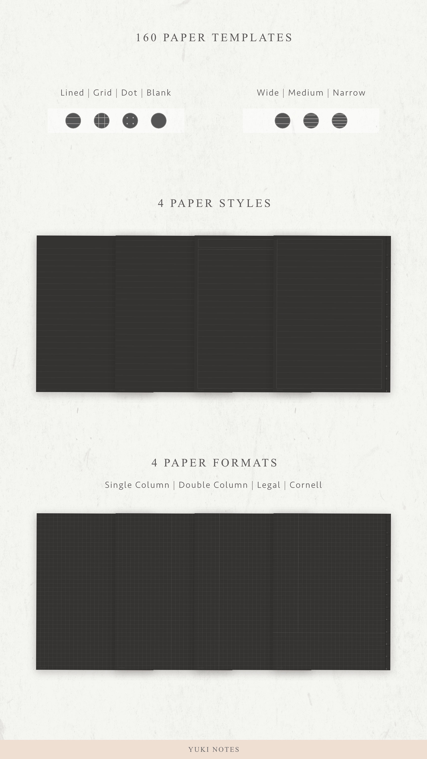 12 Tab Dark Digital Notebook Wide Ruled Goodnotes Template - Etsy