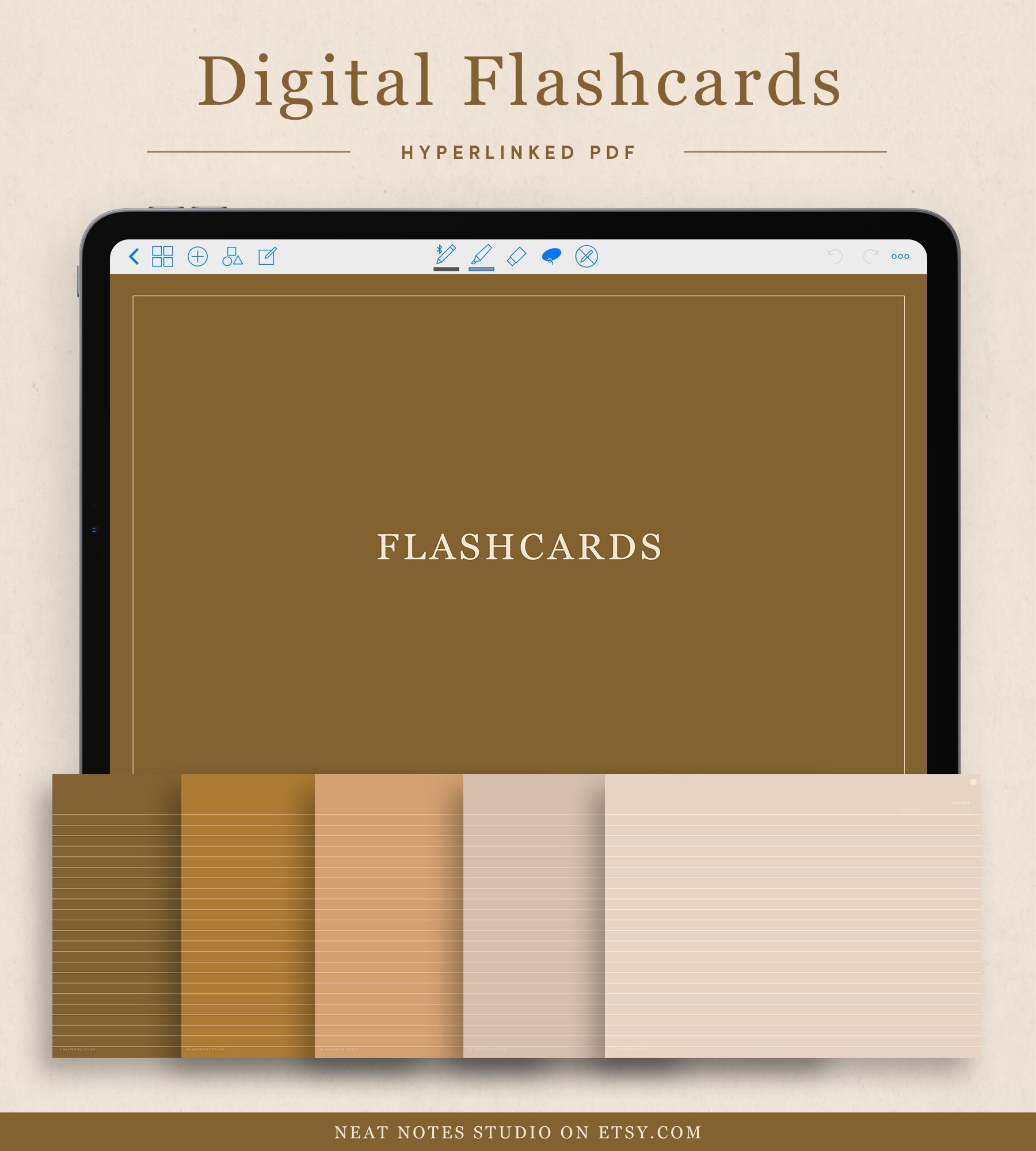 125 Digital Flashcards Hyperlinked PDF Lined Grid Dotted - Etsy
