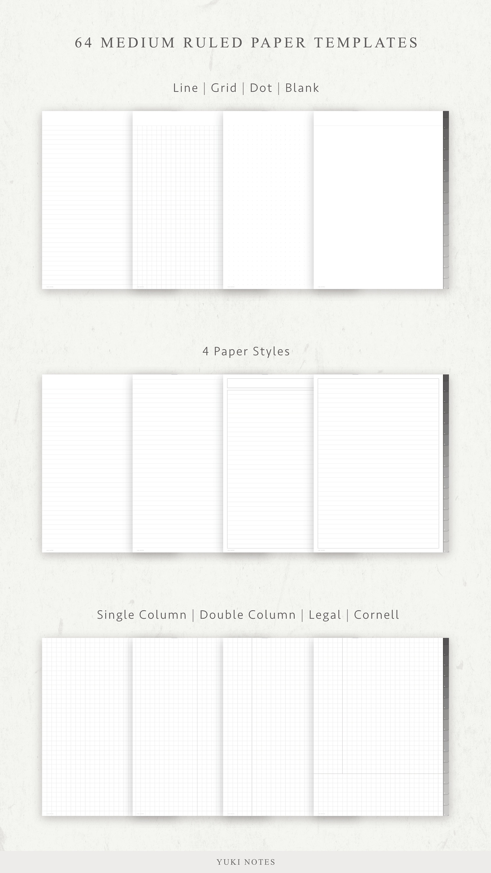 16 Tab Digital Notebook, Hyperlinked PDF, Lined, Grid, Dotted, Blank ...