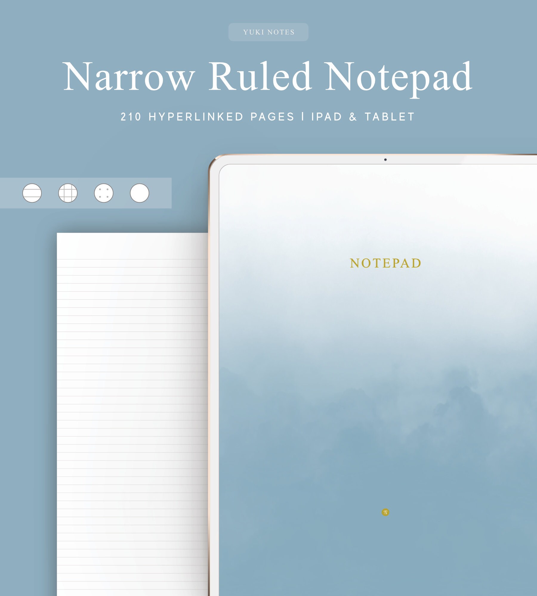 Narrow Ruled Notepad | Digital Notebook | Goodnotes Template ...