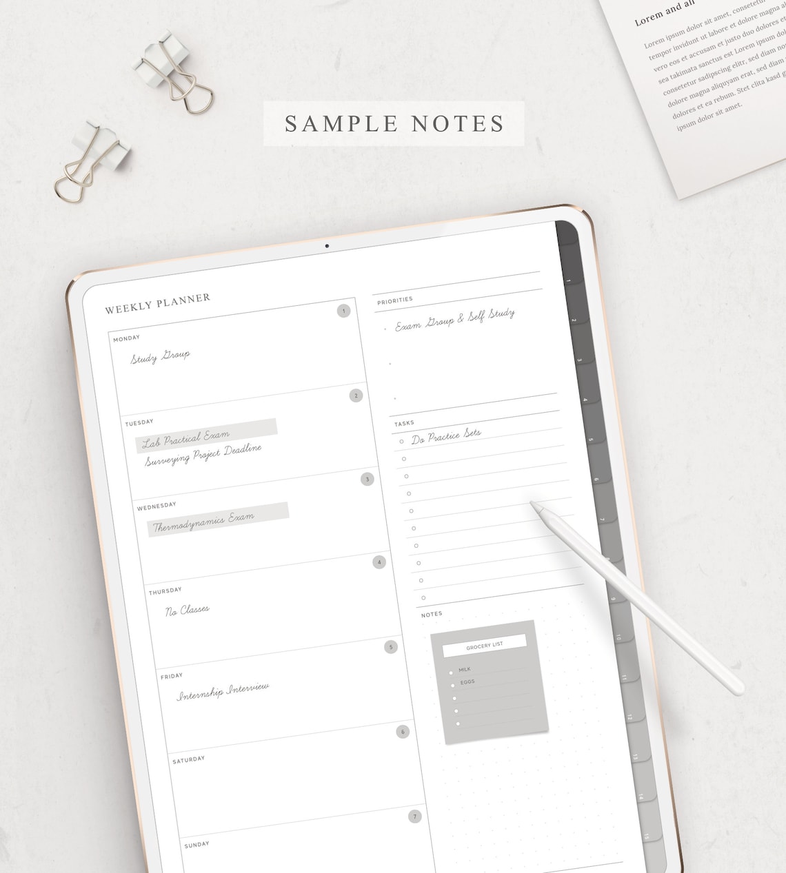 16 Tab Digital Notebook Hyperlinked PDF Lined Grid Dotted - Etsy