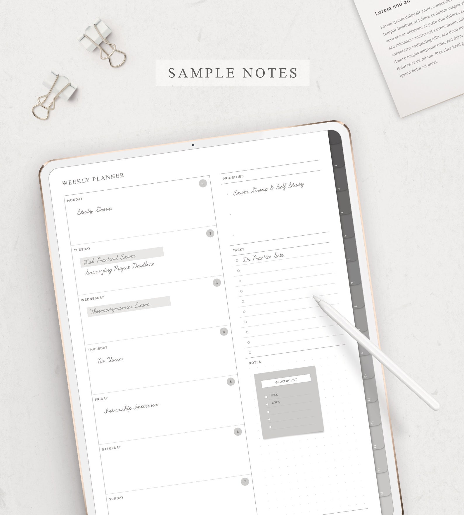 16 Tab Digital Notebook Hyperlinked PDF Lined Grid Dotted - Etsy