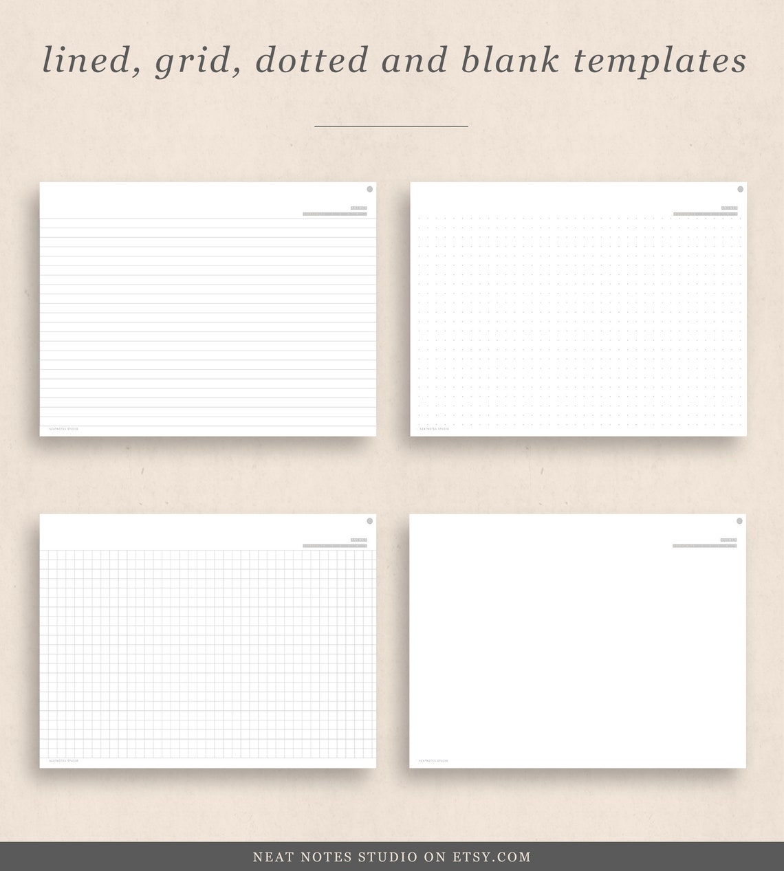 125 Digital Flashcards, Hyperlinked PDF, Lined, Grid, Dotted, Blank ...