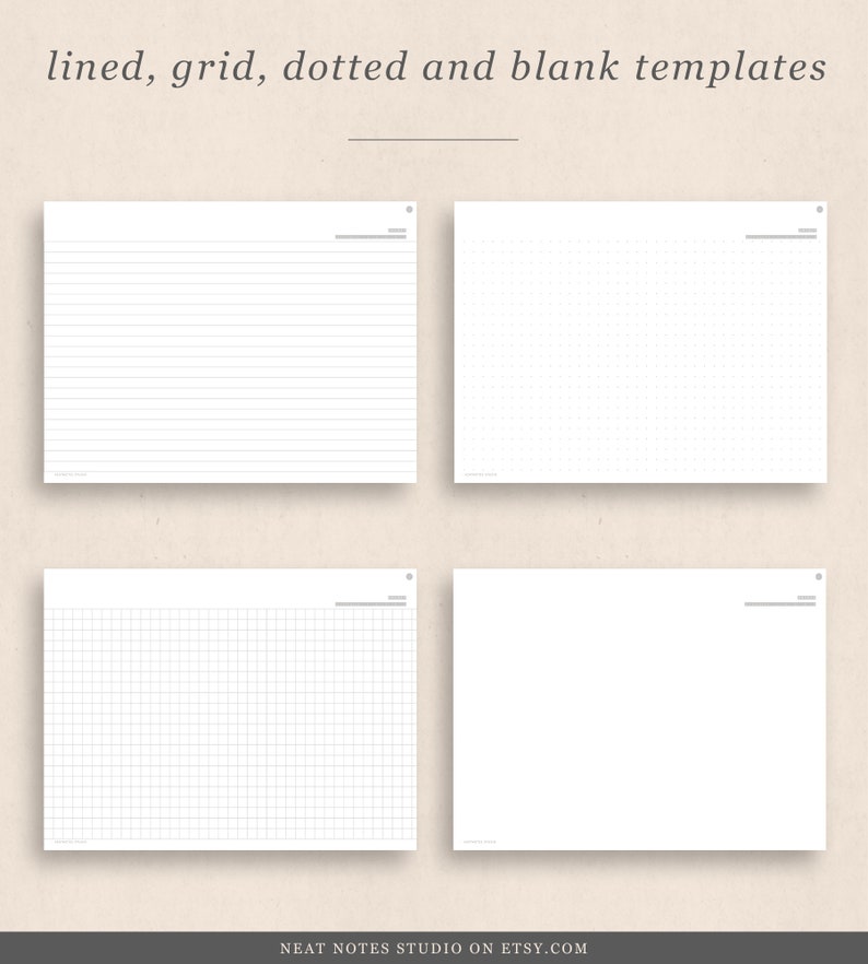 125 Digital Flashcards, Hyperlinked PDF, Lined, Grid, Dotted, Blank ...