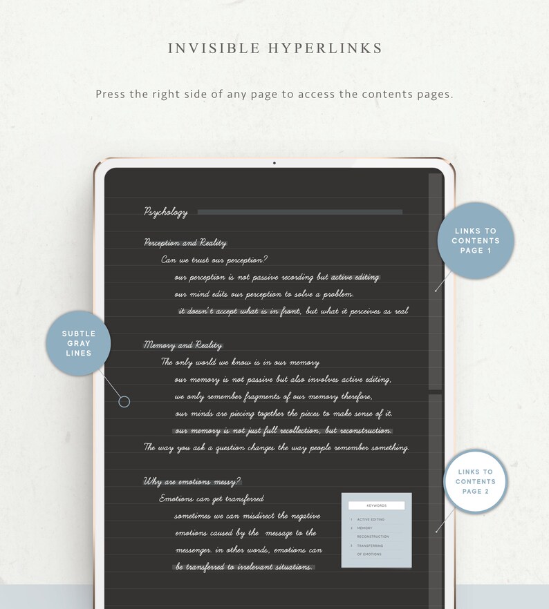 Wide Ruled Notepad Digital Notebook Goodnotes Template Hyperlink Black ...