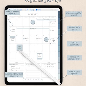 Undated Digital Planner | Goodnotes Template | Hyperlink Tabs | Digital ...