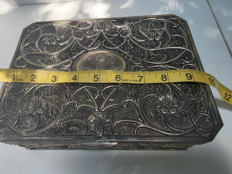 VINTAGE Godinger Jewelry Box Silver Plated Floral Motif Velvet - Etsy