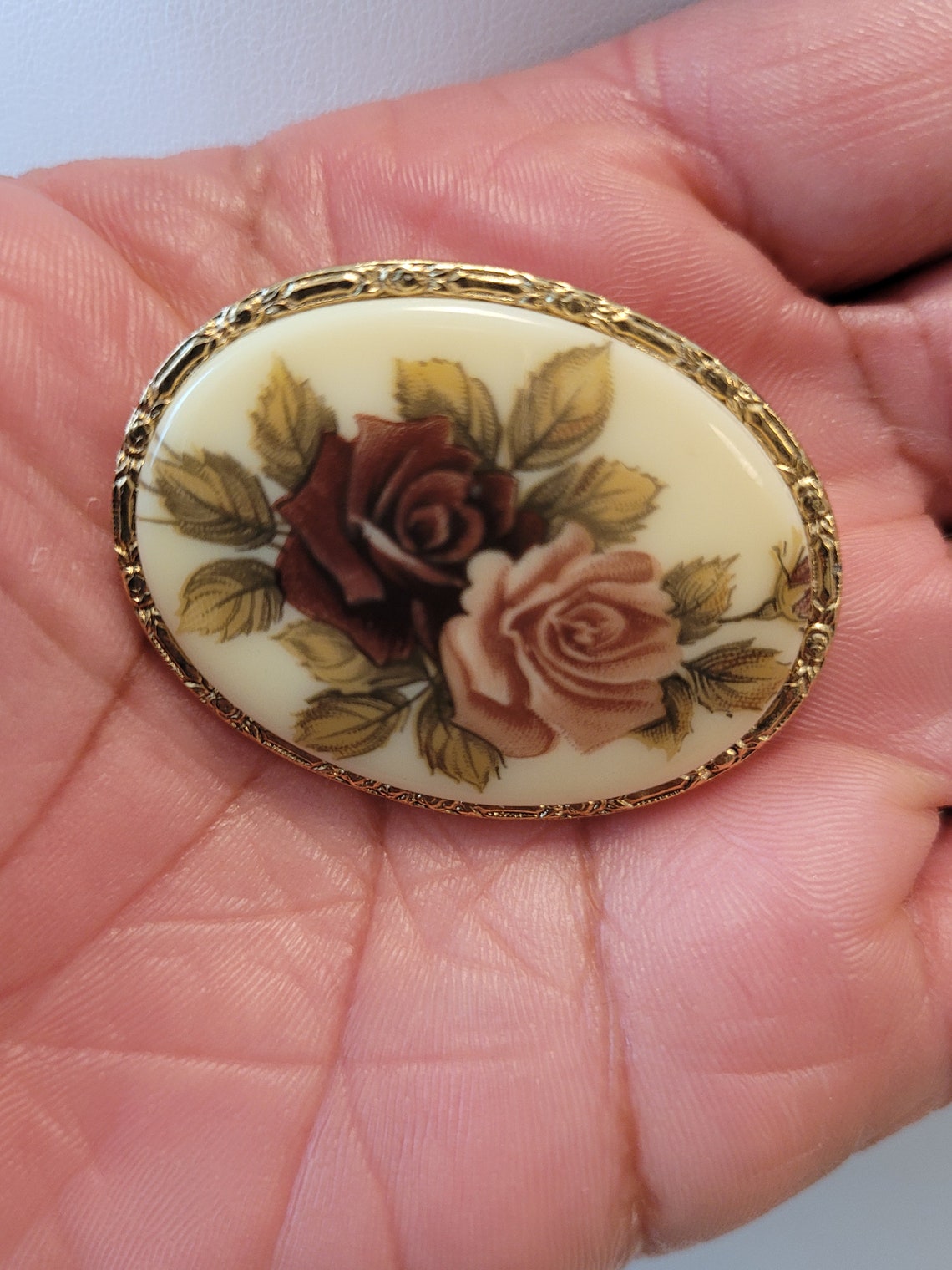 Vintage Gold-tone Flowers Broch - Etsy
